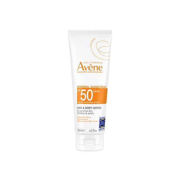 Avene Mineral Sunscreen Broad Spectrum SPF 50 Face & Body Sun Lotion ...